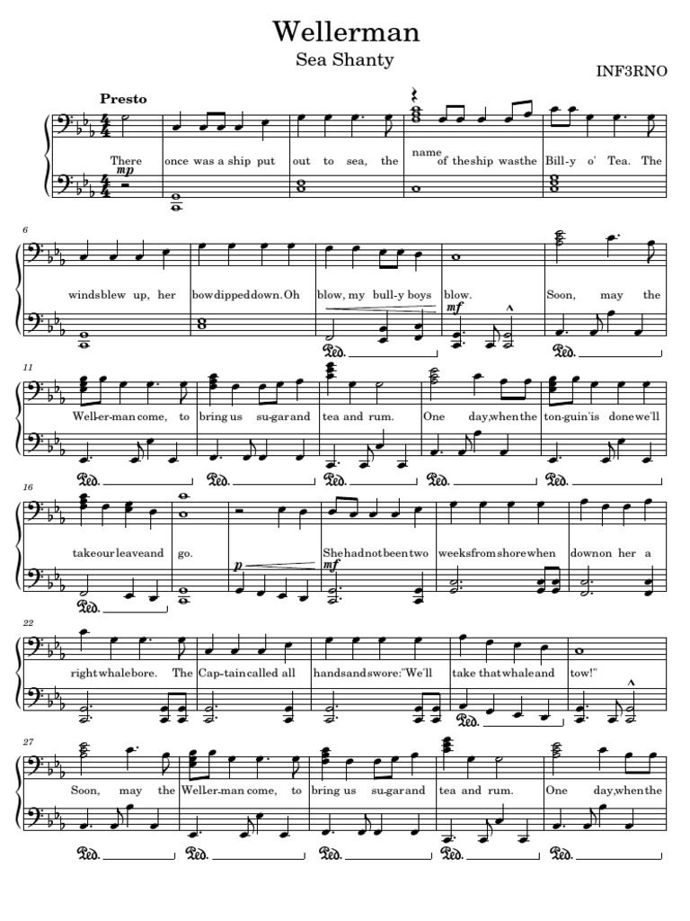 Wellerman Sea Shanty Piano Arrangement | PDF | Whales