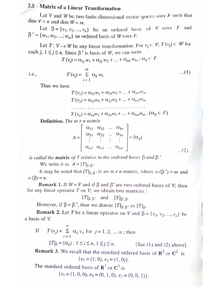 Note - 1.71-Matrix of Linear Transformation | PDF