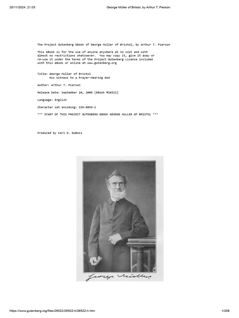 George Müller of Bristol, by Arthur T. Pierson | PDF | Jesus | Born Again