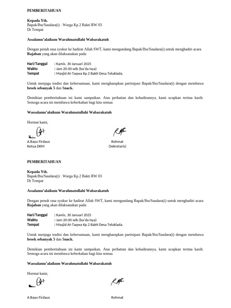 Pemberitahuan Rajaban | PDF