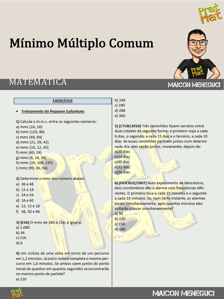 Lista de Exercicios de Mmc 1 2 | PDF