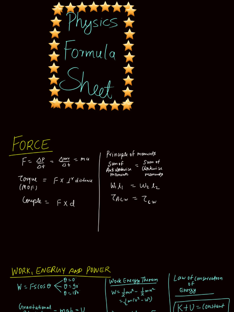 Phy Formula Icse Class 10 | PDF
