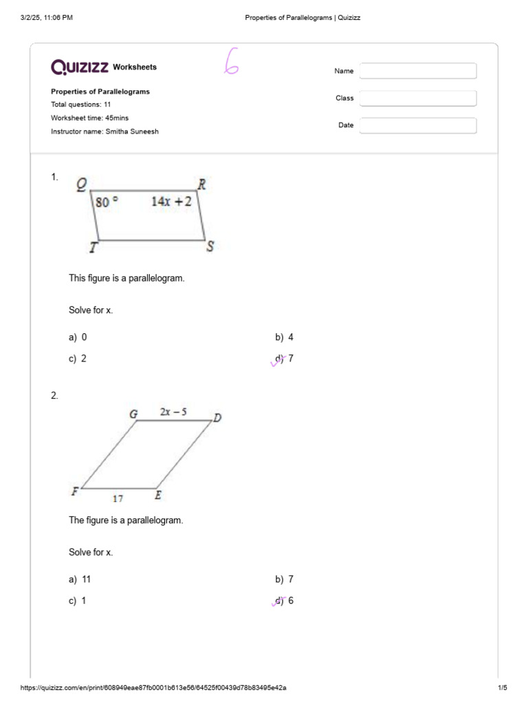 Properties of Parallelograms | PDF | Elementary Geometry | Euclid