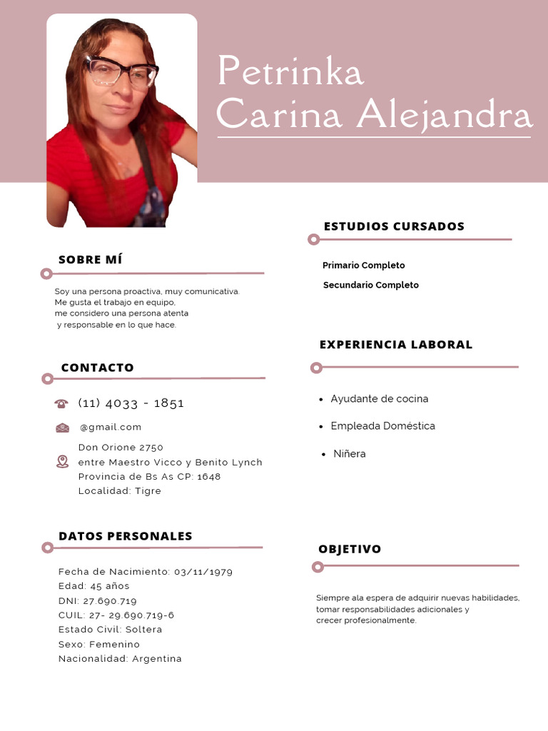 Cv. Petrinka Carina Alejandra | PDF