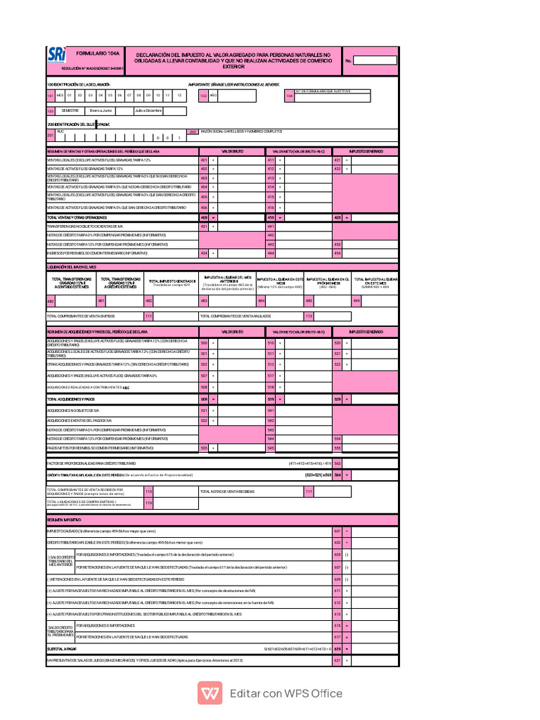 Formulario 104A | PDF | Finanzas del gobierno | Ventas