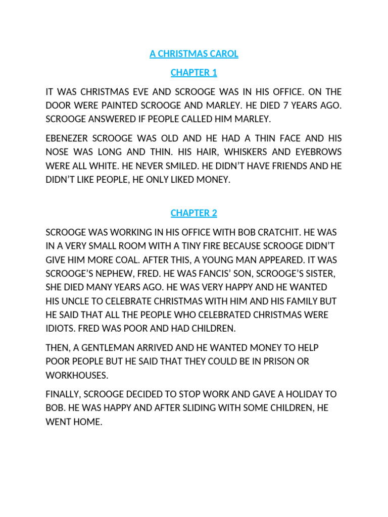 A Christmas Carol Summary | PDF | Ebenezer Scrooge | A Christmas Carol