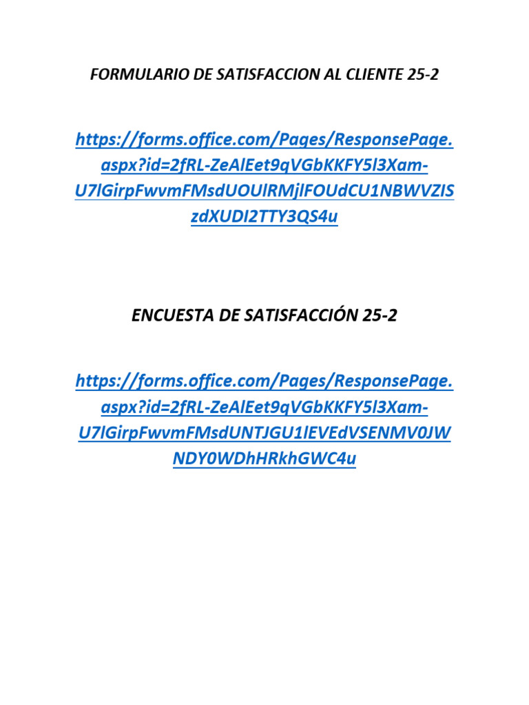 Formulario de Satisfaccion Al Cliente 25 | PDF