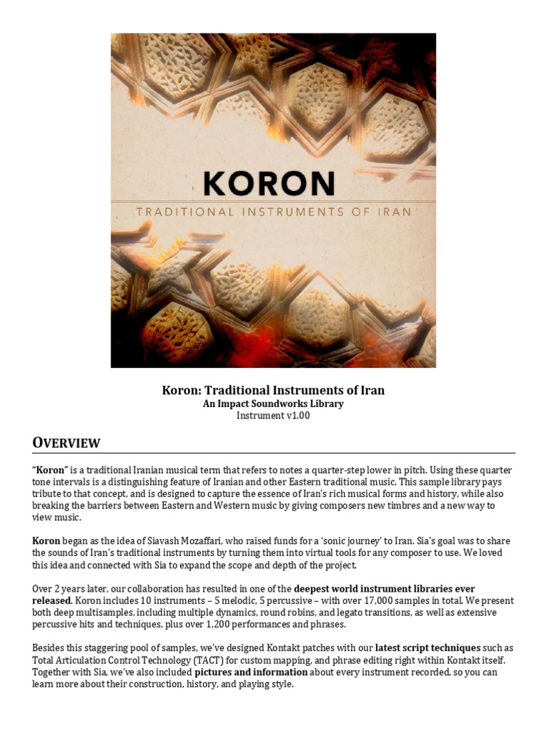 Koron - Traditional Instruments of Iran Manual | PDF | License | String ...