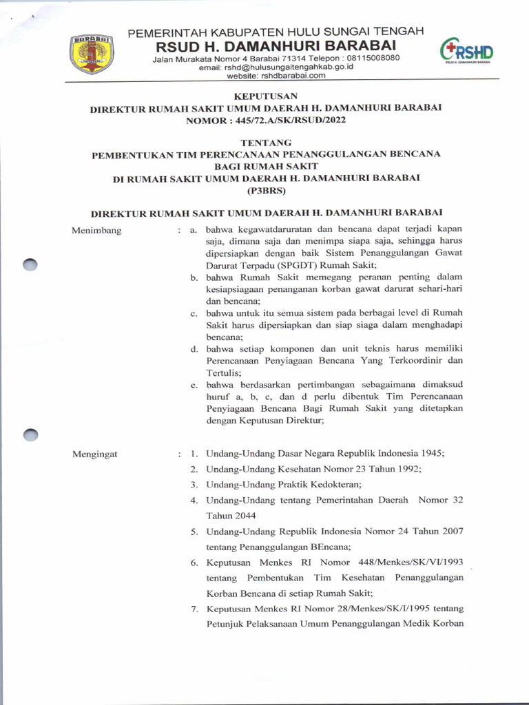 SK Pembentukan Tim Bencana | PDF