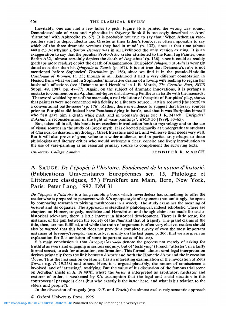 Thomas À Sauge de L'épopée À L'histoire Fondement de La Notion D'historié | PDF