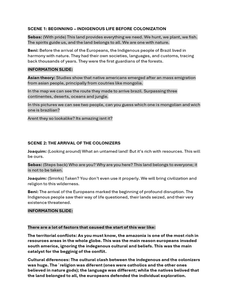 Scene 1 Beginning - Indigenous Life Before Colonization | PDF ...