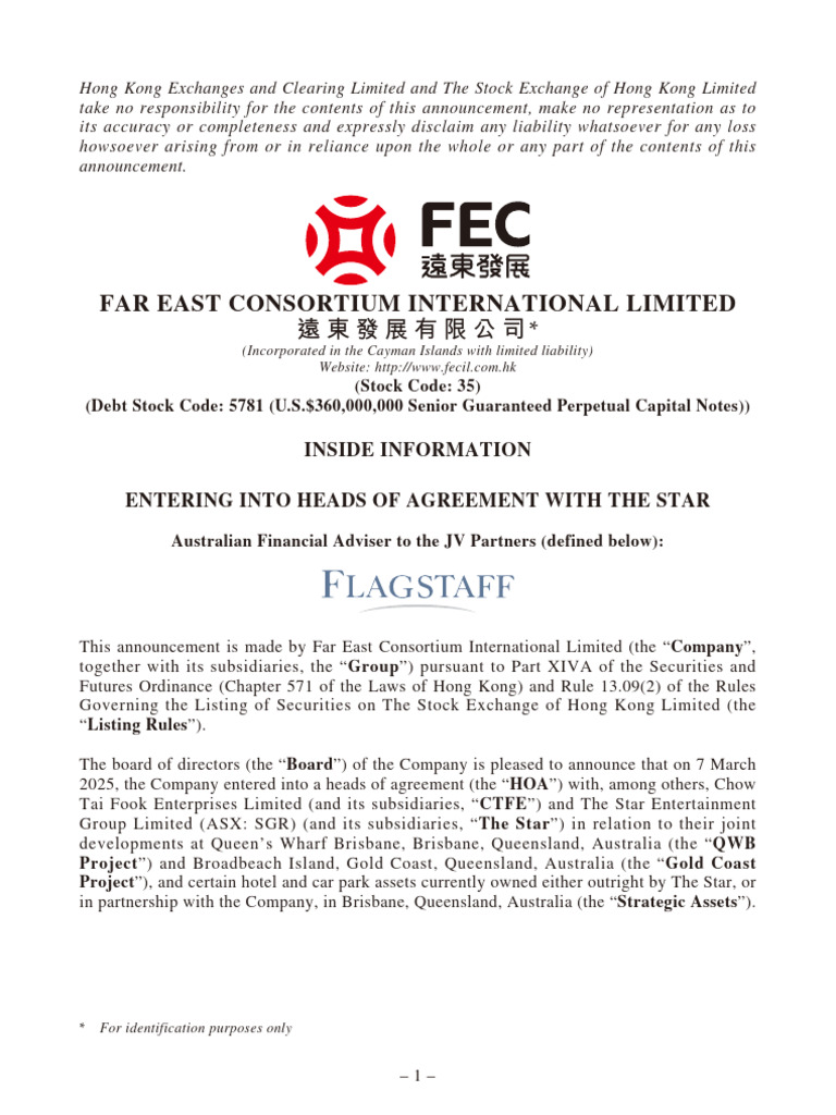 Far East Consortium International Limited: Inside Information Entering ...