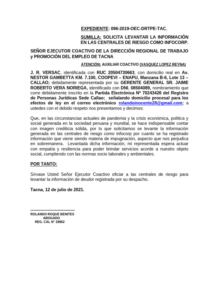 Levantamiento de Infocorp - Versac | PDF