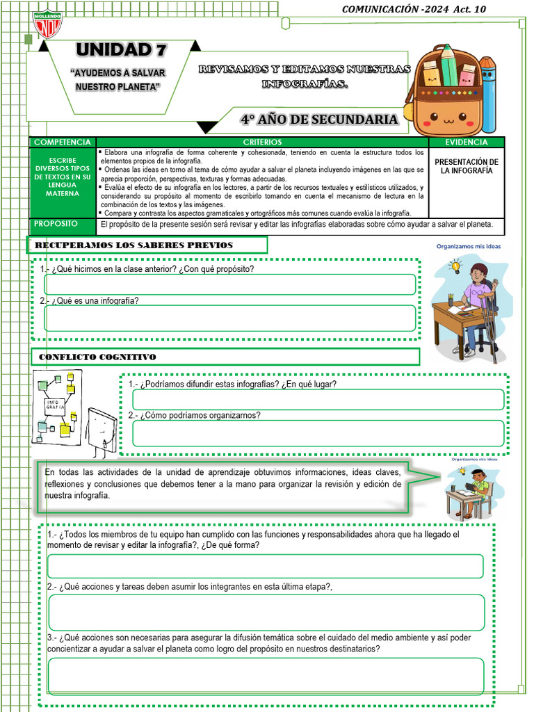 4º Sec. Comun. Ficha de Actv 10-2024 | PDF | Infografia | Aprendizaje
