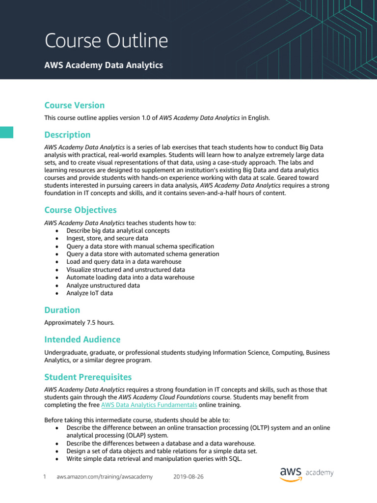 AWS-Academy-Data-Analytics | PDF | Amazon Web Services | Data