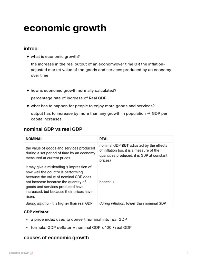 AS Economics Unit 4 Economic Growth Summary | PDF | Gross Domestic ...