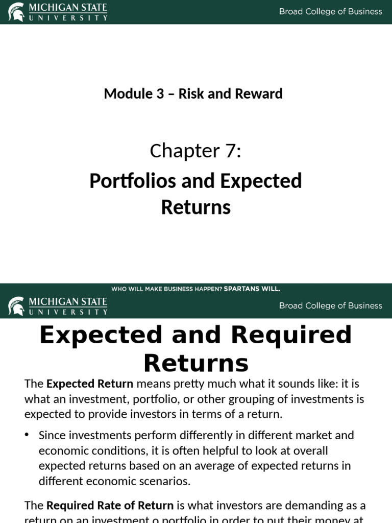 CH 7 2.portfolios and Expected Returns | PDF | Investing | Stocks