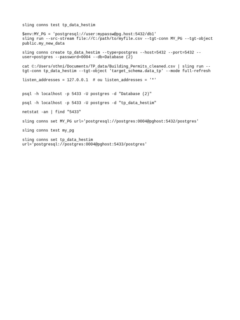 Sling Conns Test TP - Data - Hestim | PDF