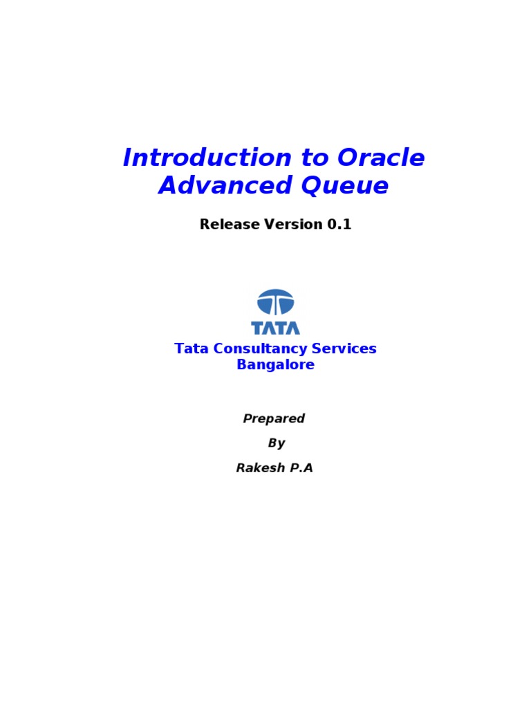 Introduction To Oracle Advanced Queue | PDF | Queue (Abstract Data Type) | Databases