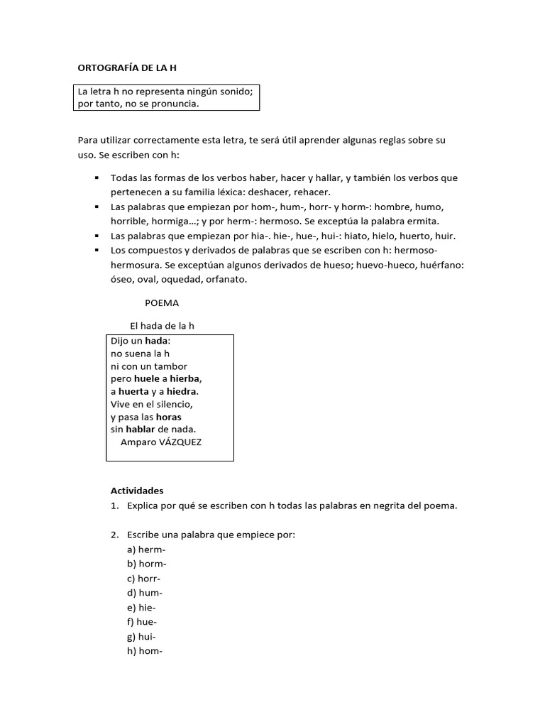 Ortograf¿a de La H | PDF