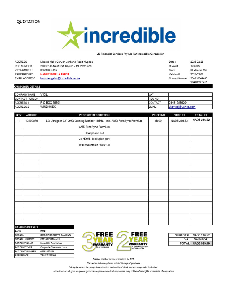 Quotation for LG Ultragear Monitor | PDF | Business | Private Sector
