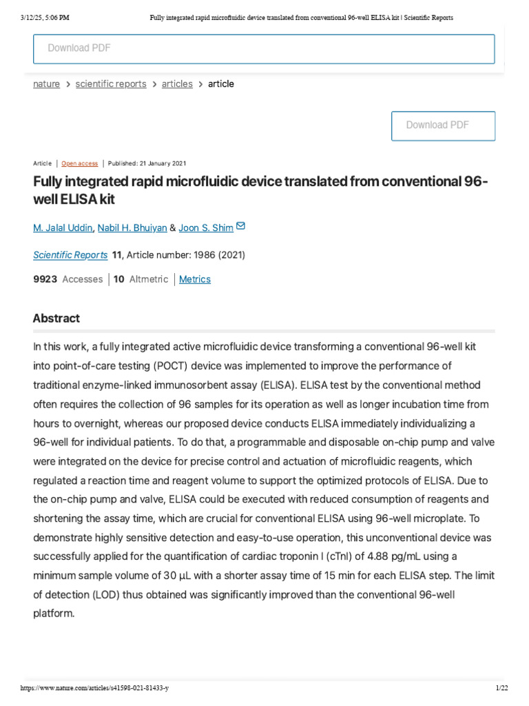 Rapid Microfluidic ELISA Device | PDF | Elisa