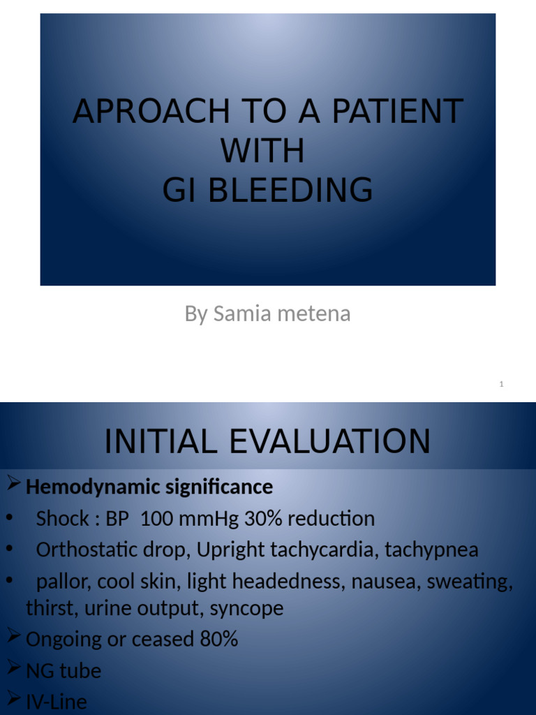 Aproach To A Patient With Ugib | PDF | Diseases And Disorders | Symptoms And Signs