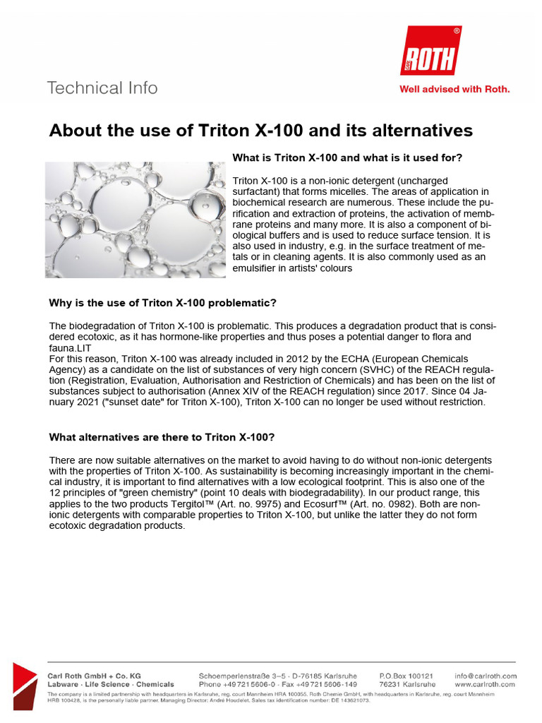 Info-Brochure-Triton-X-alternatives-EN | PDF | Detergent | Surfactant