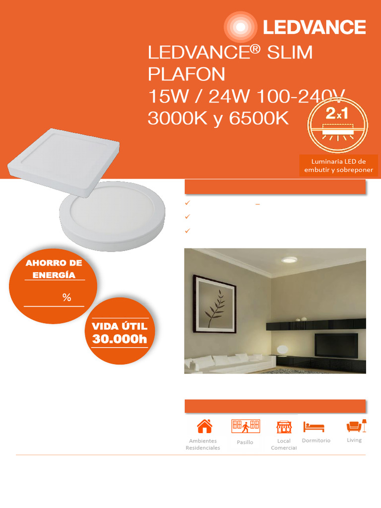 Data Sheet LEDVANCE SLIM PLAFON - Español | PDF | Diodo emisor de luz ...