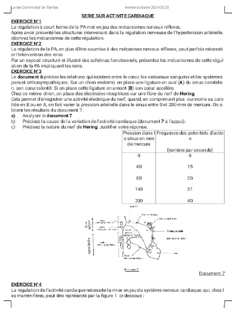 SERIE N°3 ACTIVITE CARDIAQUE ET PA - Phoenix | PDF