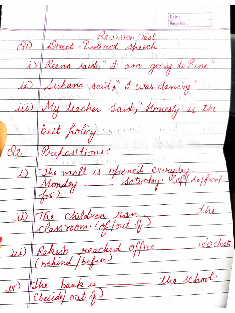 Grammar Revision Class Work | PDF