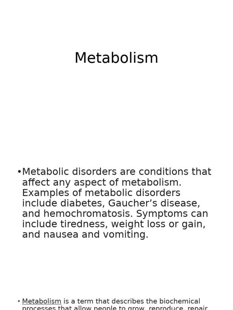 Understanding Metabolic Disorders | PDF | Diabetes | Metabolism