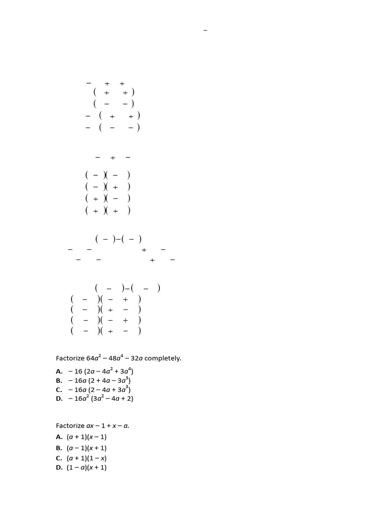 S2 Factorization MC Questions Bank | PDF