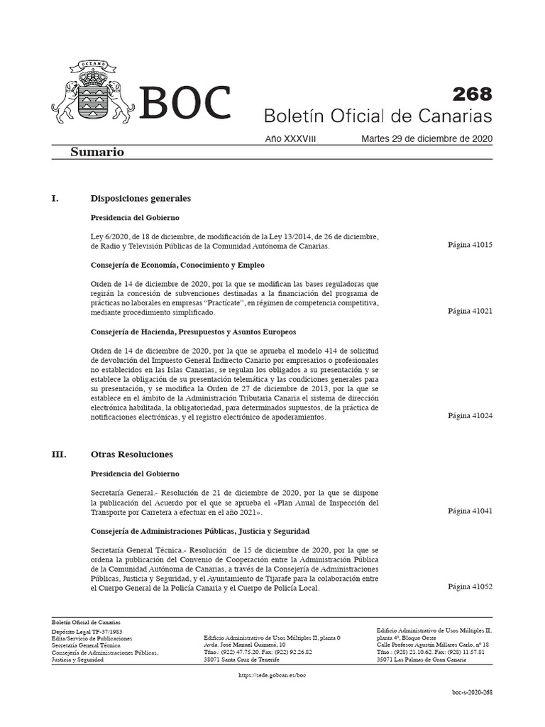 boc-s-2020-268 | PDF | Islas Canarias | Empleo