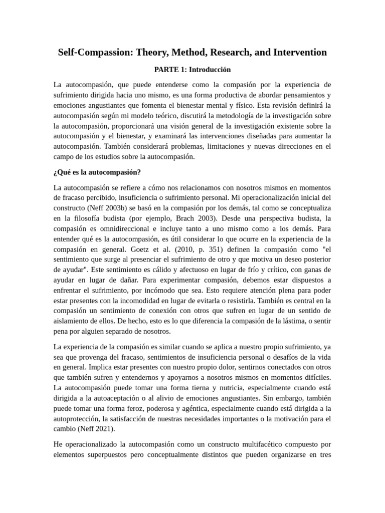 Self Compassion Theory | PDF | Psicoterapia | Autoestima