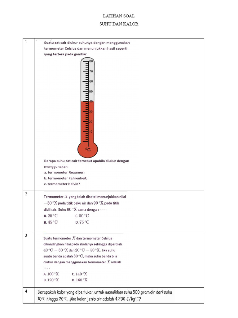 Latihan Soal Suhu Dan Kalor | PDF