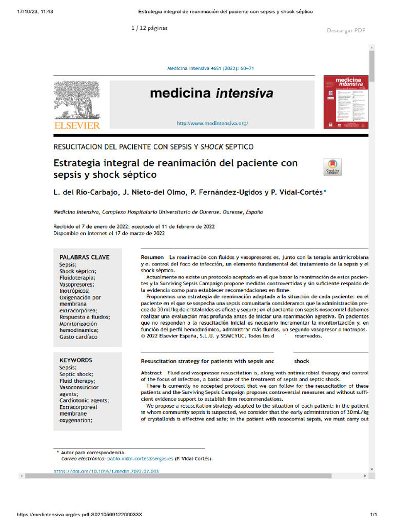 Estrategia Integral de Reanimación Del Paciente Con Sepsis y Shock ...