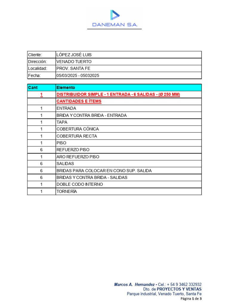 Distribuidor Simple - 1 Entrada 6 Salidas - 05032025 | PDF | Economias