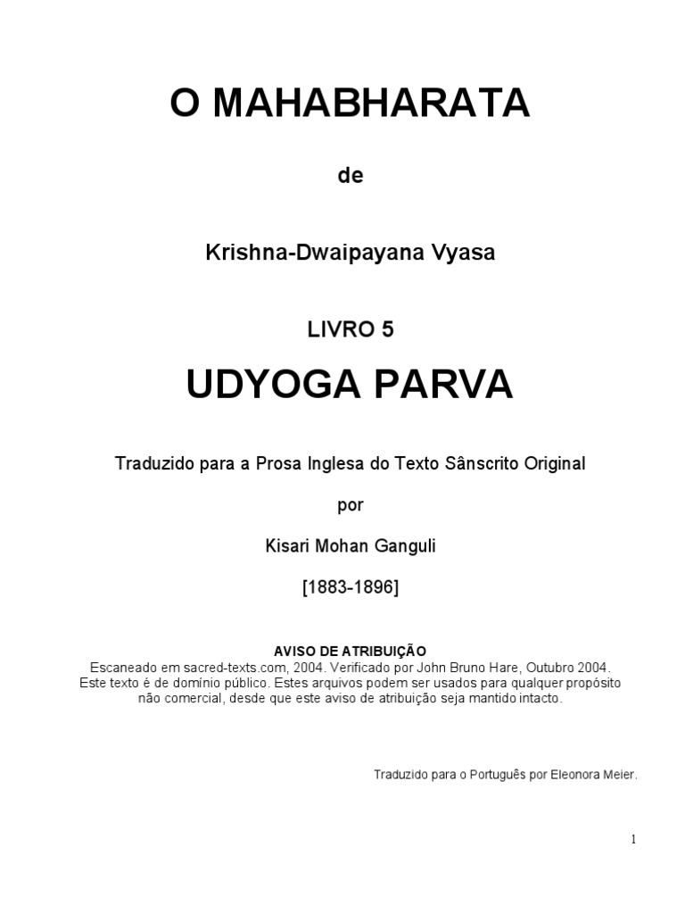 O Mahabharata 05 Udyoga Parva em Portugues | PDF | Krishna | Hinduísmo