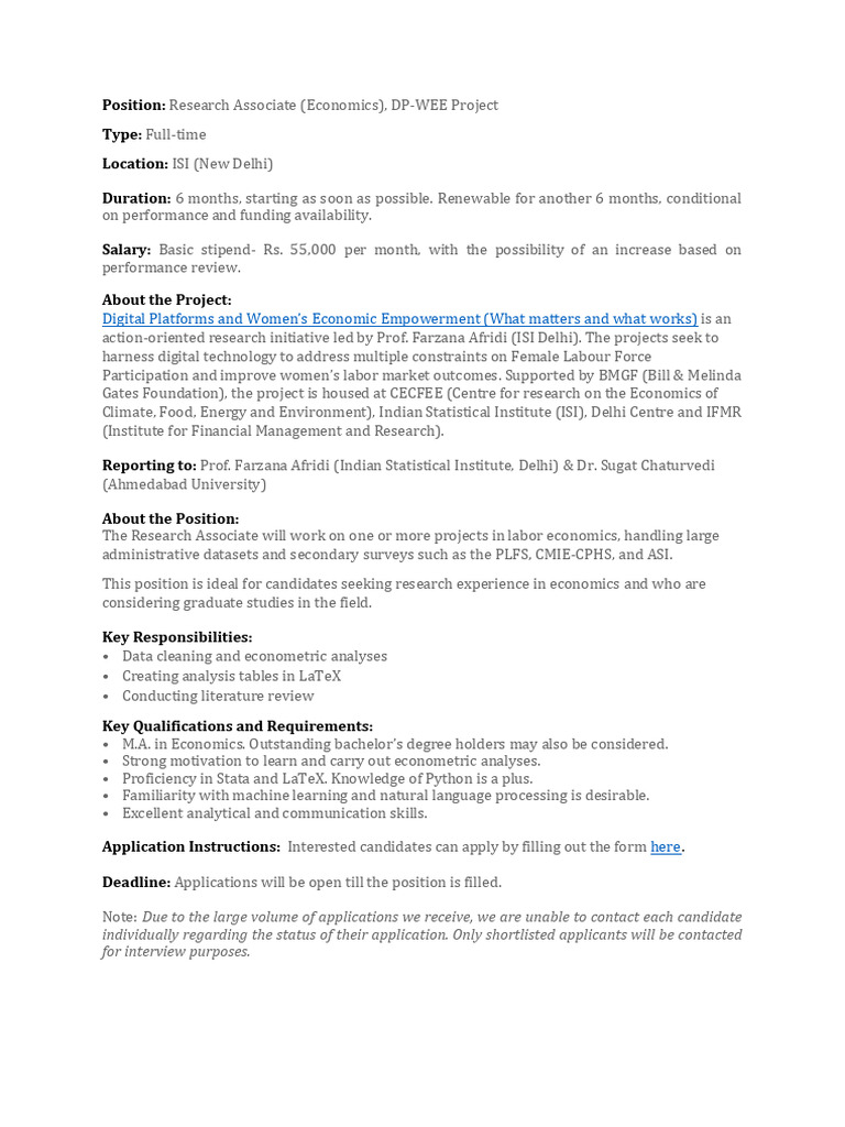 Research Associate Job Description | PDF