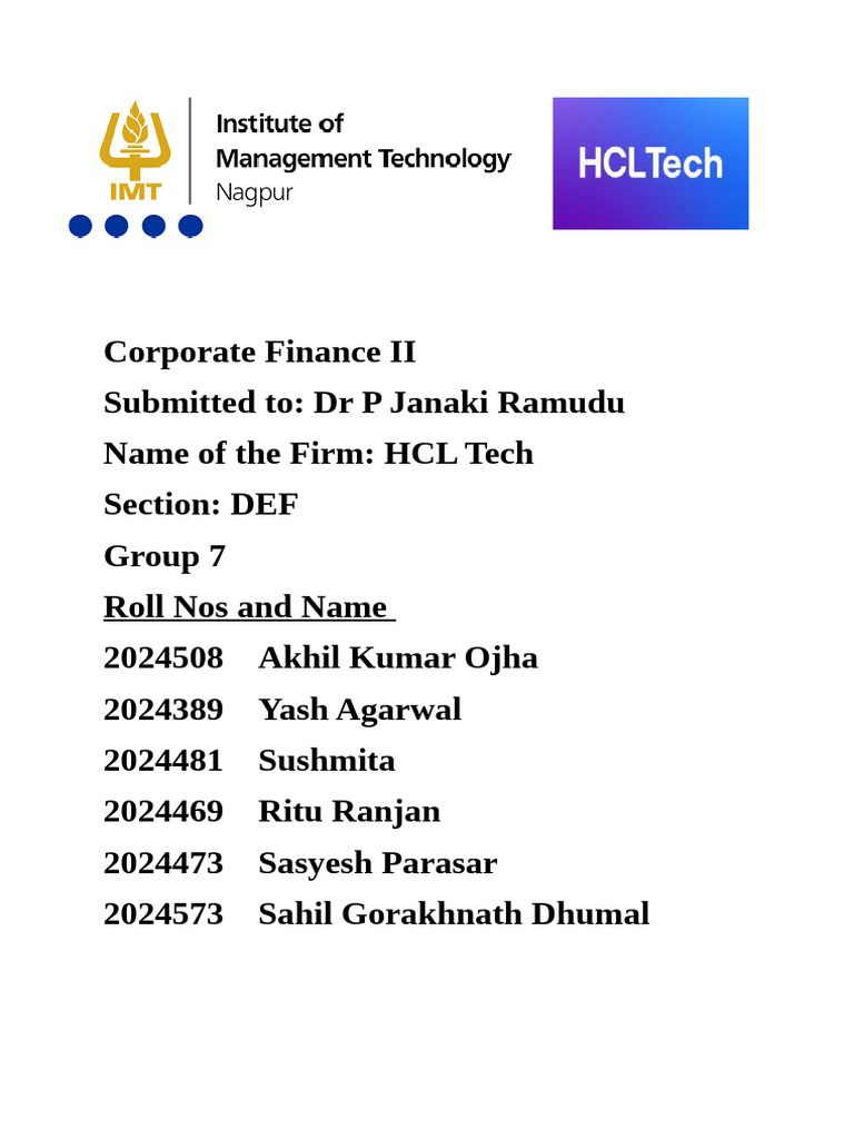 Group 7 - Corporate Finance II - DEF | PDF | Capital Structure | Dividend