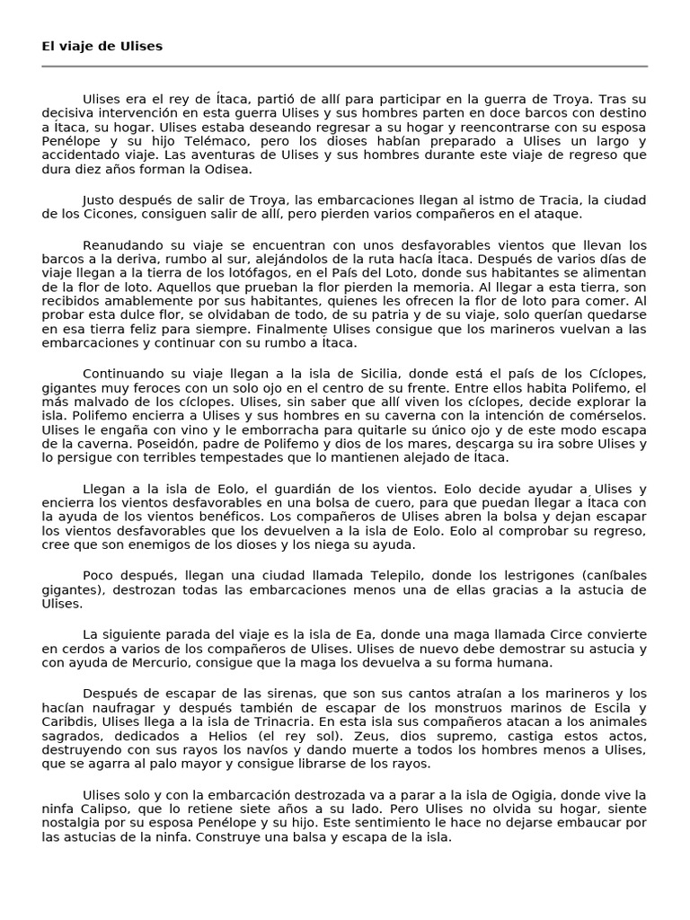 El viaje de Ulises a Ítaca | PDF | Odiseo | Penélope