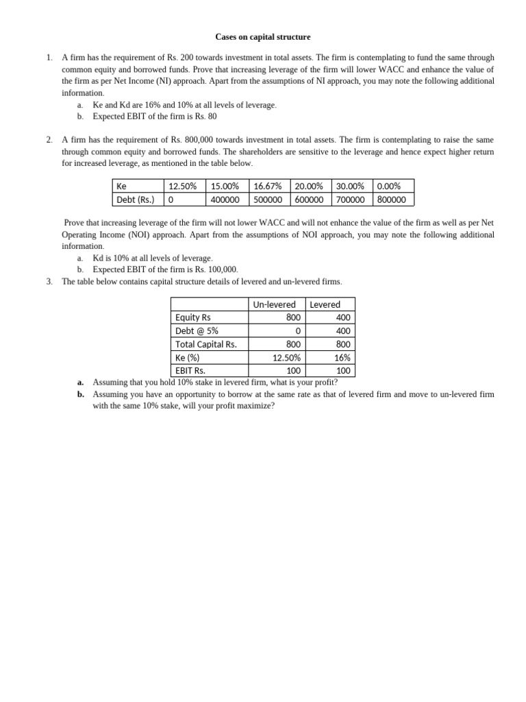Capital Structure Case Studies | PDF | Capital Structure | Debt