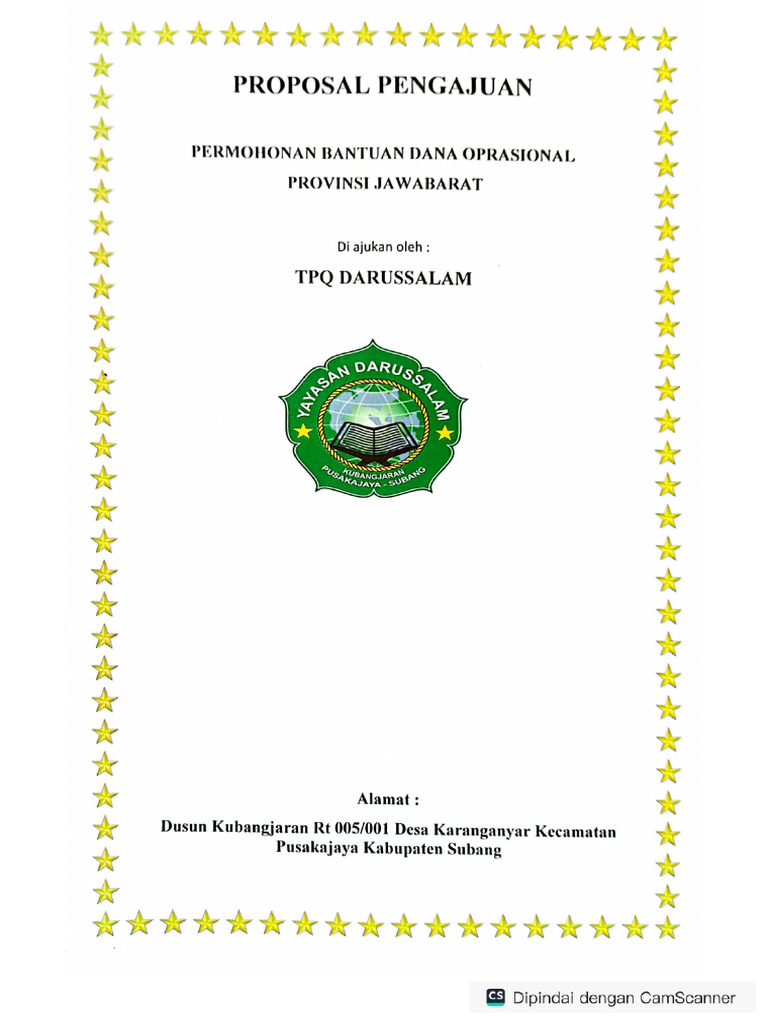 Proposal BOP TPQ Darussalam | PDF