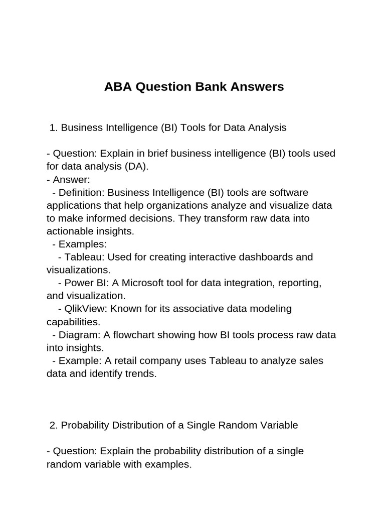 ABA Question Bank Answers | PDF | P Value | Sampling (Statistics)