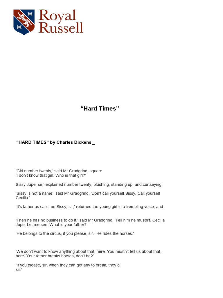 17 SAMPLE Yr 9 English Part 1 Reading Comprehension Gradgrind Table ...