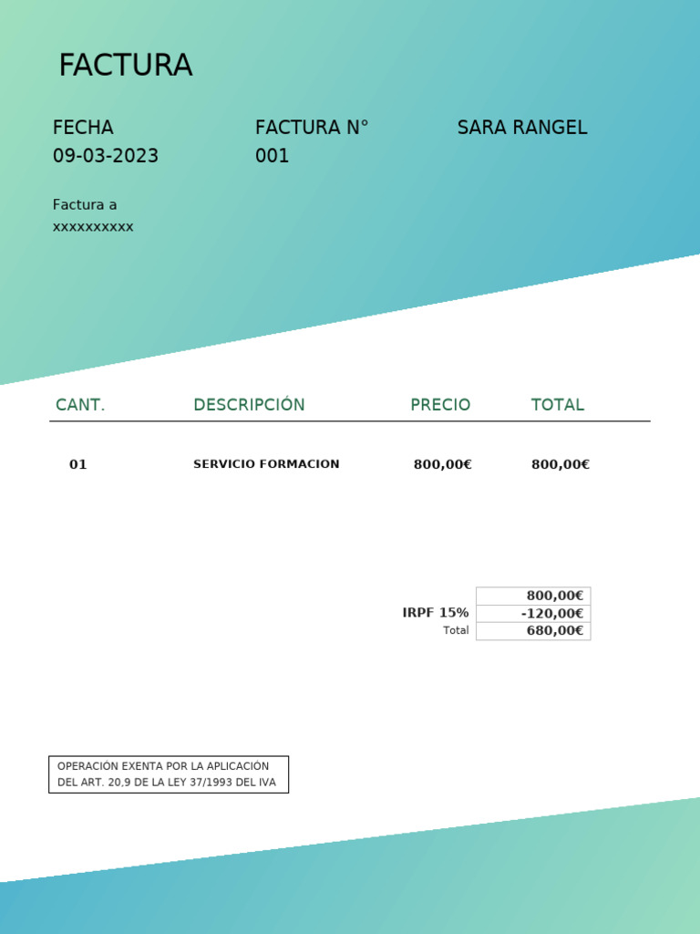Formato de Factura Editable | PDF
