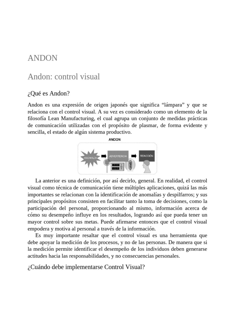 Capítulo 5. Andon Control Visual PDF | PDF | Lean Manufacturing