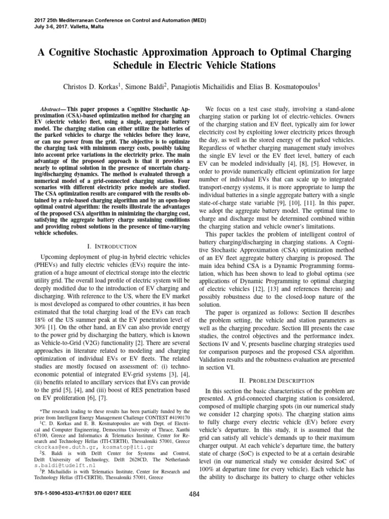 A Cognitive Stochastic Approximation Approach to Optimal Charging Schedule in Electric Vehicle ...