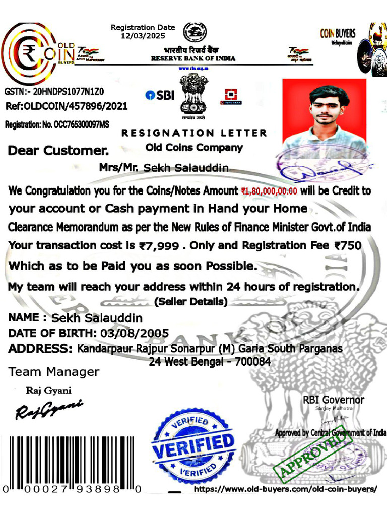 Registration of Sekh Salauddin | PDF